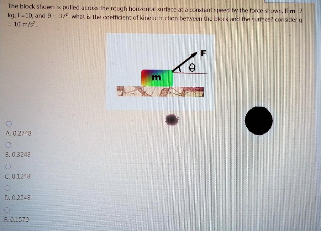 [GET ANSWER] the block shown is pulled across the rough horizontal surface at constant speed by ...