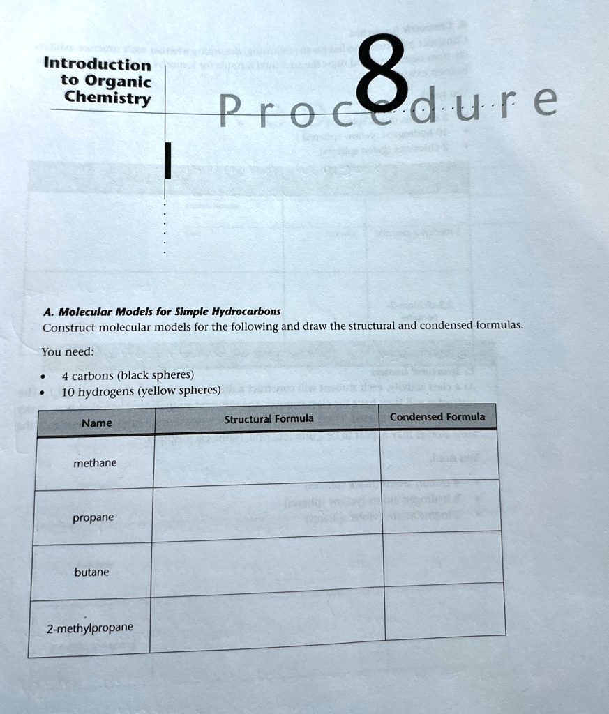 Introduction to Organic Chemistry Procedure A. Molecular Models for ...