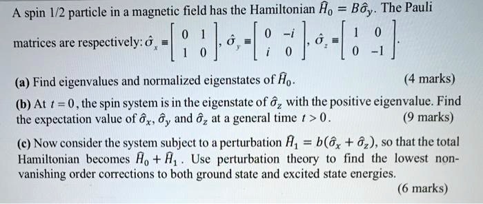 a spin 12 particle in a magnetic field has the hamiltonian ho boythe ...