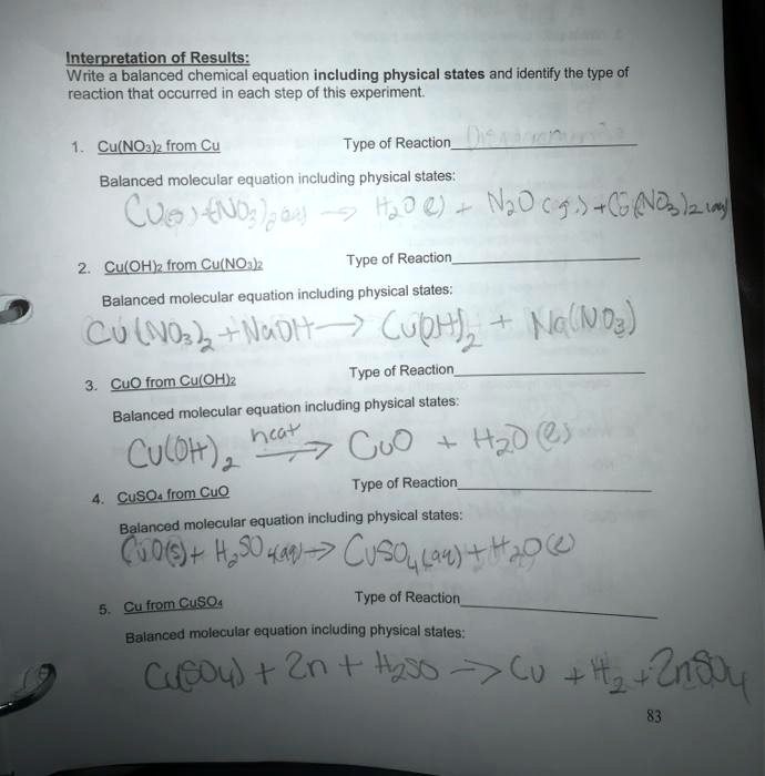 Solved Interpretation Of Results Write Balanced Chemical Equation