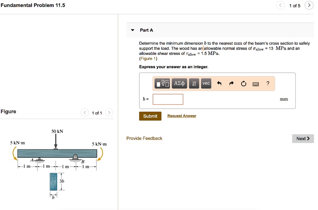 SOLVED: Fundamental Problem 11.5 Part A Determine the minimum dimension b to the nearest mm of ...