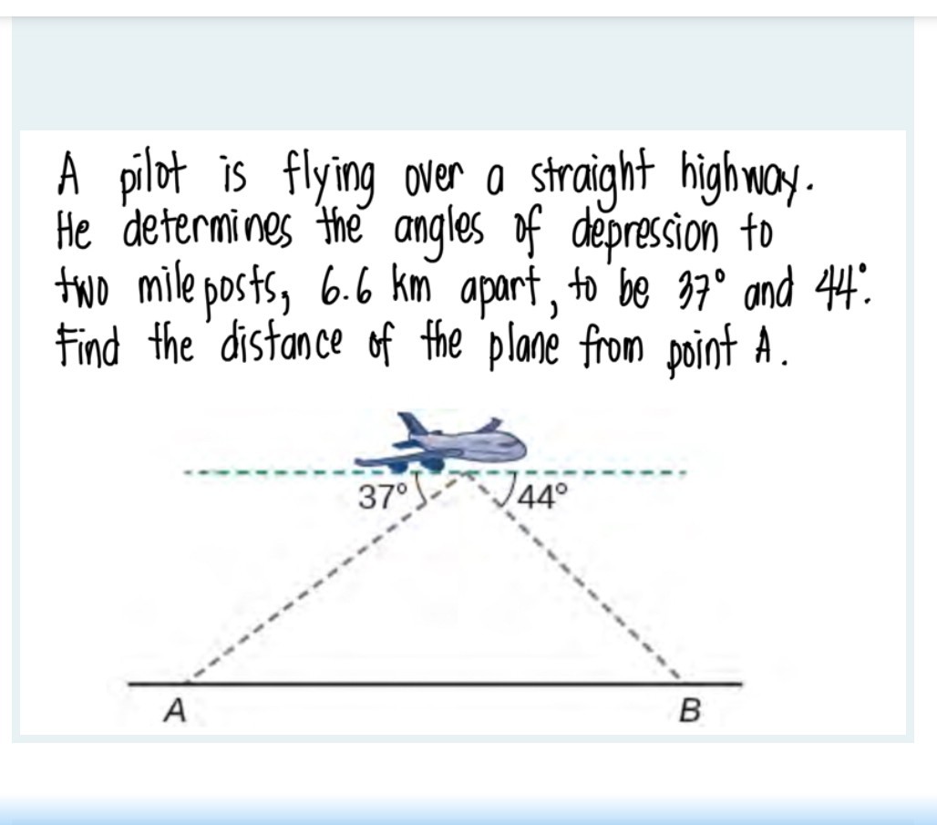 SOLVED: A pilot is flying over a straight highway. He determines the ...