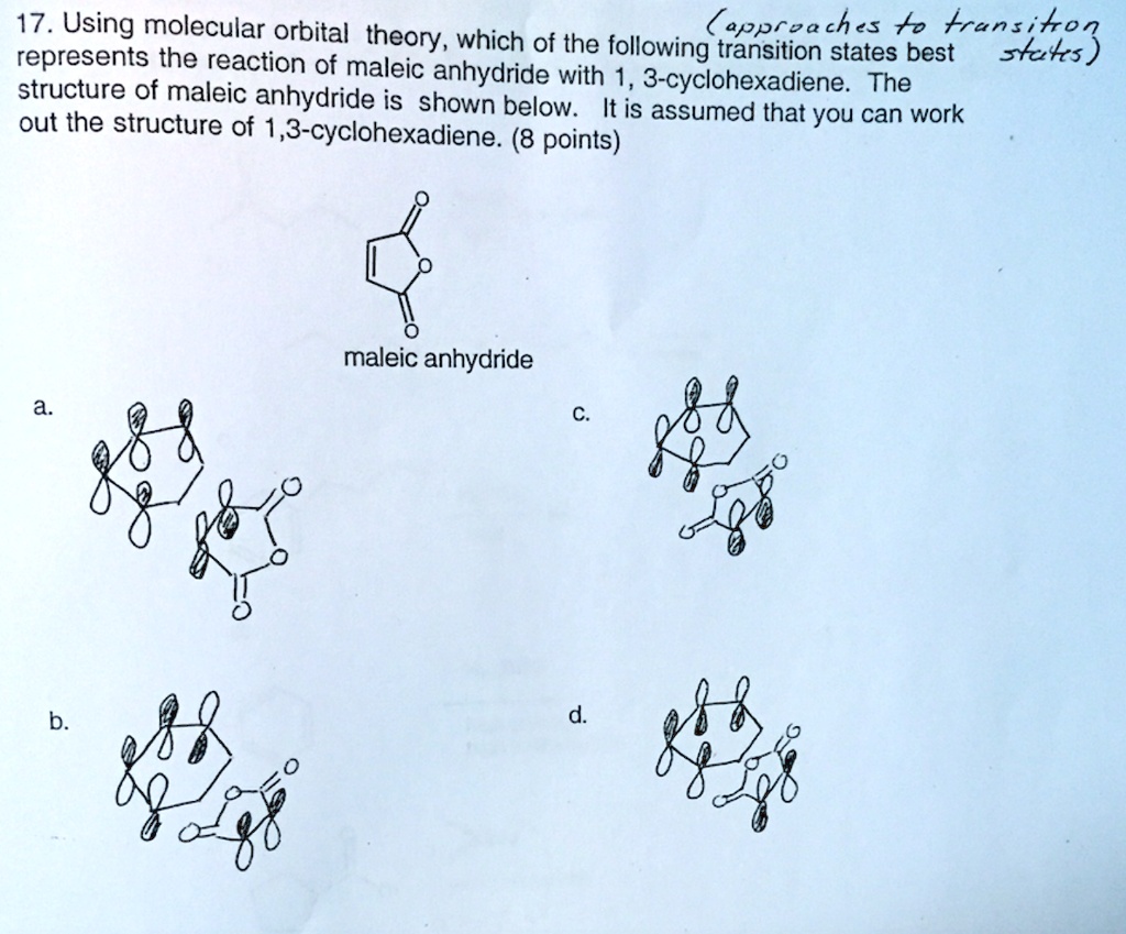 Using molecular orbital theory, approach + transition state represents the reaction which of the ...