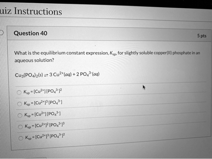 SOLVED:uiz Instructions Question 40 5 pts What is the equilibrium ...