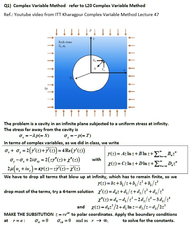 SOLVED: Q1) Complex Variable Method refers to L20 Complex Variable ...