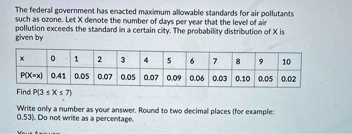 SOLVED: The federal government has enacted maximum allowable standards ...