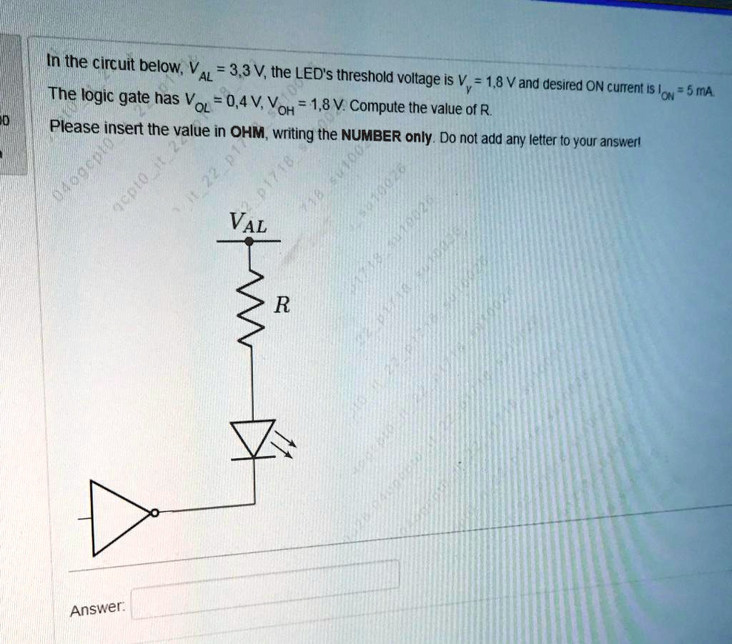 SOLVED: In the circuit below, V = 3.3V. The LED's threshold voltage is ...