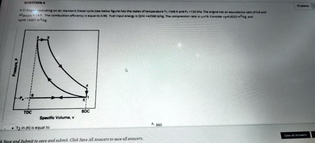 SOLVED: A diesel engine operating on the air standard Diesel cycle (see ...