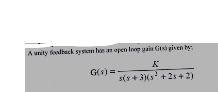SOLVED: Determine the break in and break away points A unity feedback system has an open loop ...