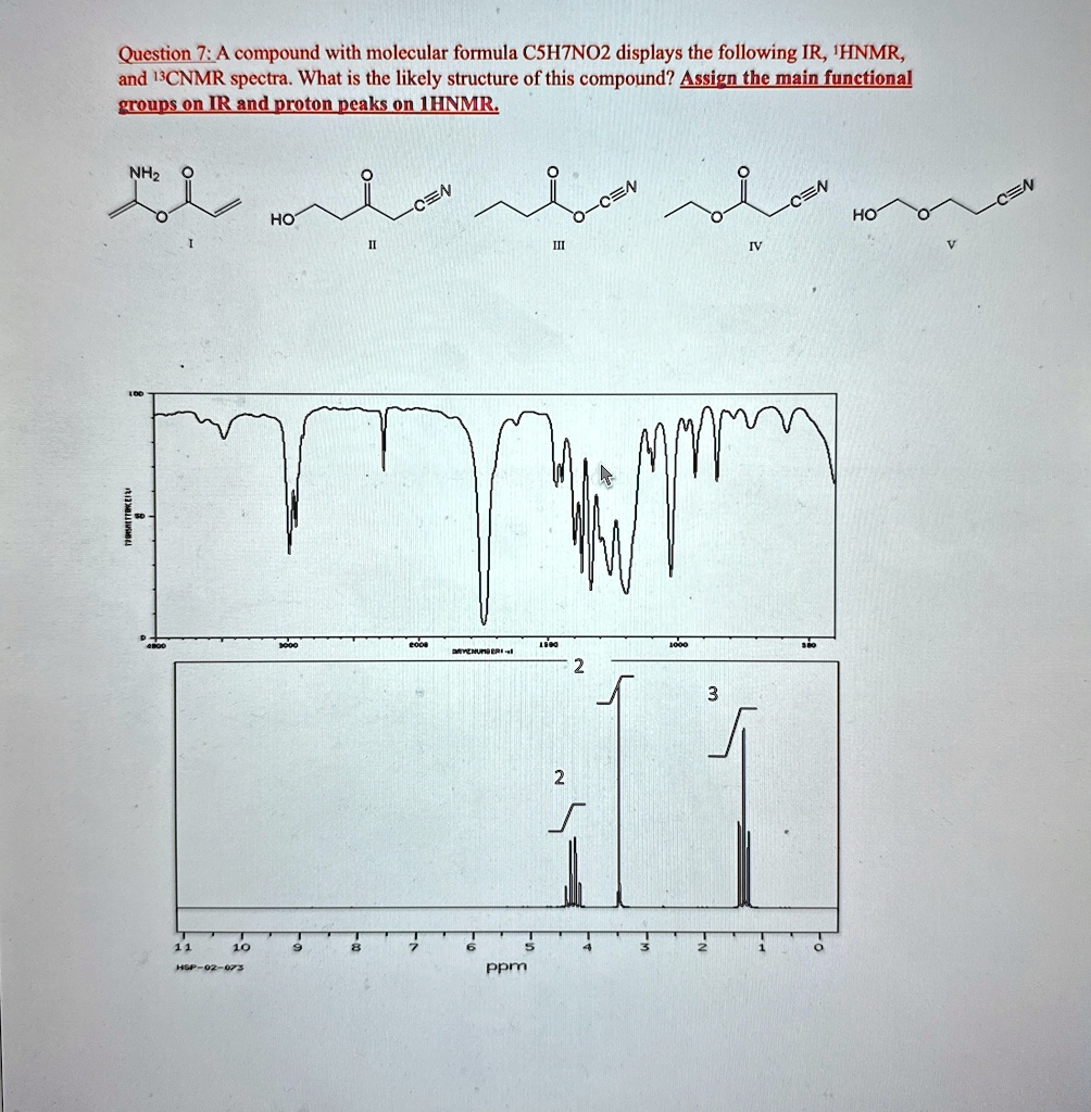 Question 7: A compound with molecular formula C5H7NO2...