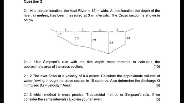 SOLVED: At a certain location, the Vaal River is 12 m wide. At this ...