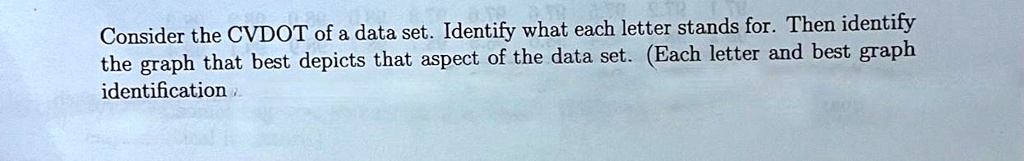 SOLVED: Consider the CVDOT of a data set. Identify what each letter ...