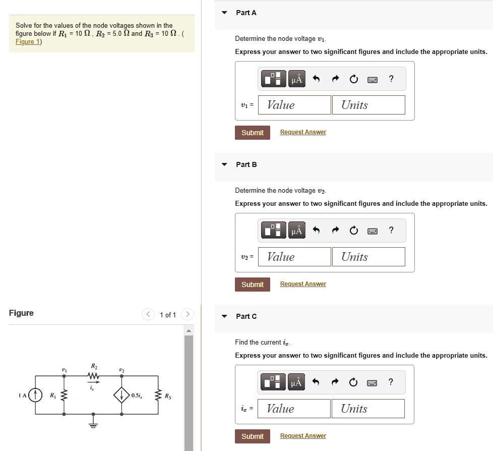 SOLVED: Texts: Solve for the values of the node voltages shown in the figure below if R1 = 10 Ω ...