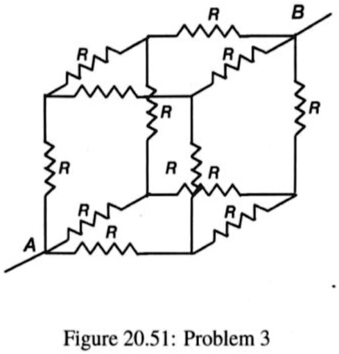 12 resistors, with each a resistance R, are placed at the edges of the ...