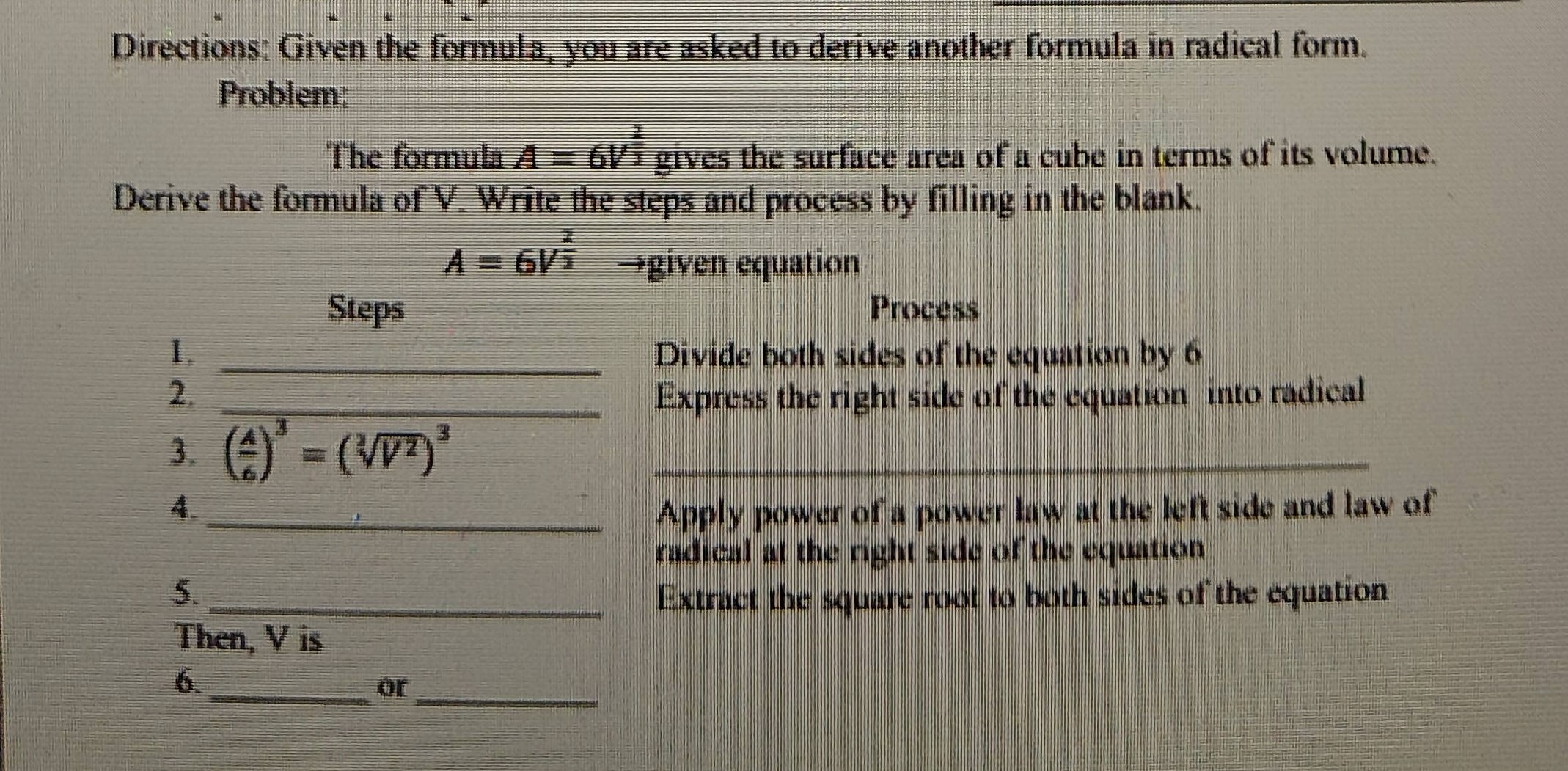 SOLVED: Directions: Given the formula, you are isked to derive another ...
