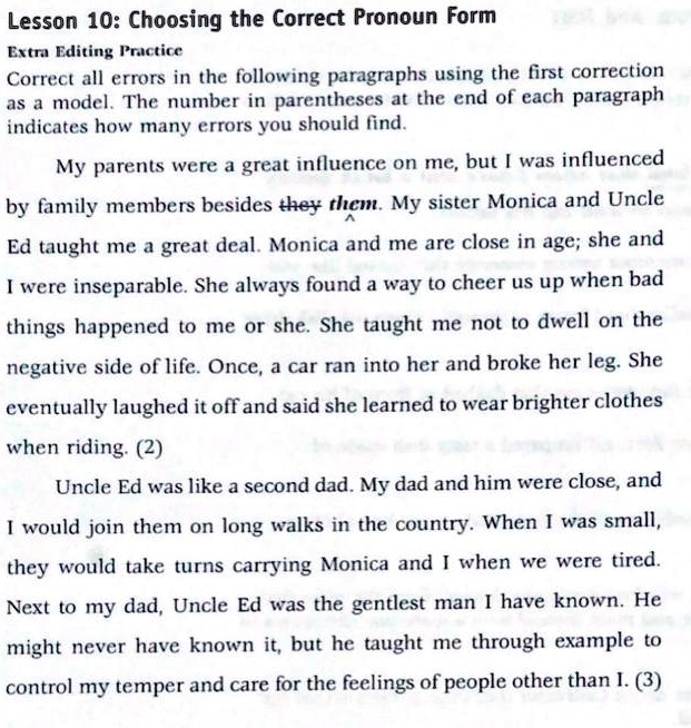 Lesson 10: Choosing the Correct Pronoun Form Extra Editing Practice ...