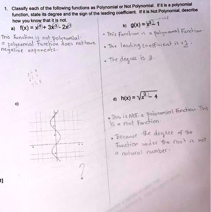 1. Classify each of the following functions as Polynomial or Not Polynomial. If it is a ...