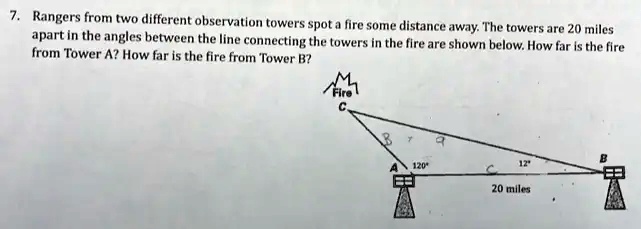 Rangers from two different observation towers spot a fire some distance ...