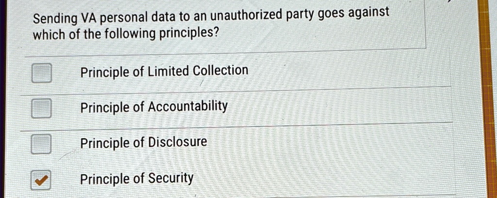 sending va personal data to an unauthorized party goes against which of ...