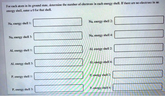 SOLVED: number ol electrons in each energy shell If there "e ...