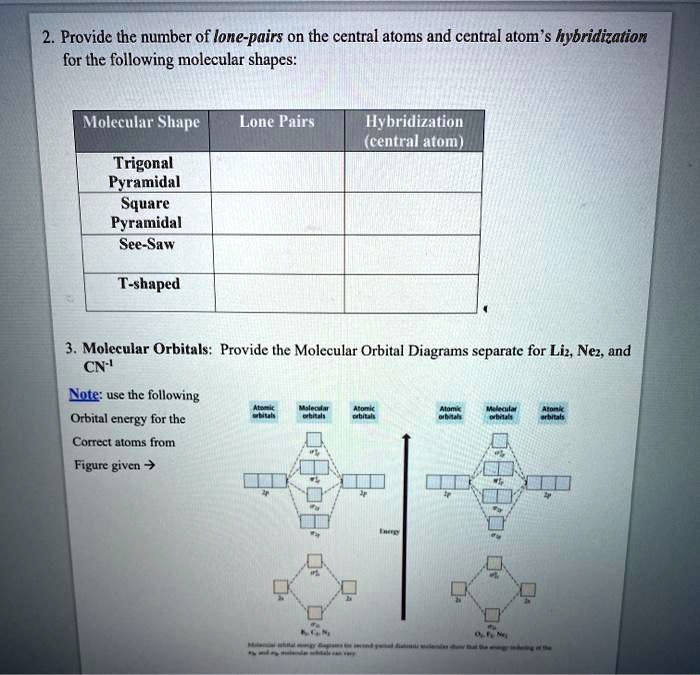 SOLVED:Provide the number of lone-pairs on the central atoms and ...