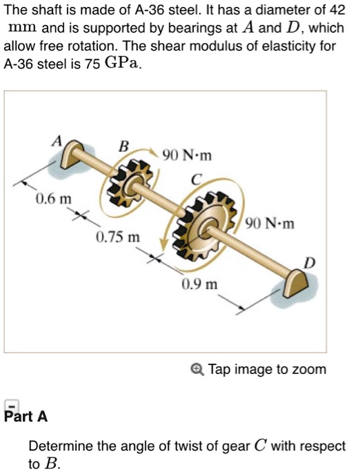 SOLVED: The shaft is made of A-36 steel. It has a diameter of 42 mm and ...