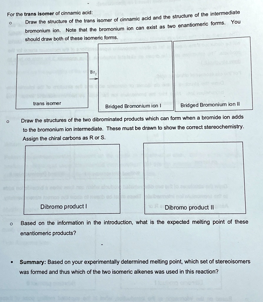 for the trans isomer of cinnamic acid draw the structure of the trans ...