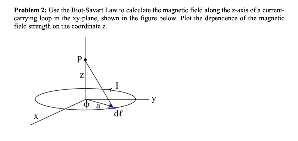 problem 2 use the biot savart law to calculate the magnetic field along the z axis of a current ...