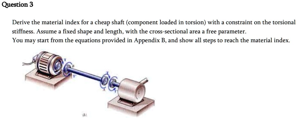 SOLVED: Question 3 Derive the material index for a cheap shaft ...