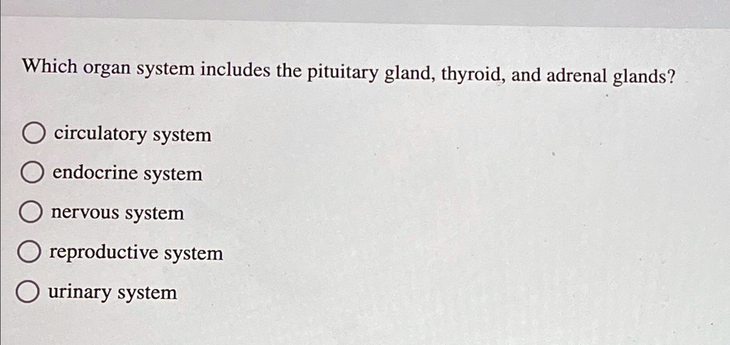 Which organ system includes the pituitary gland, thyroid, and adrenal ...