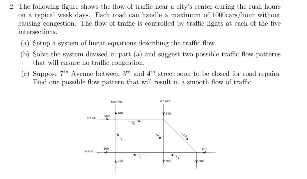 SOLVED: 2. The following figure shows the flow of traffic near a city's center during the rush ...