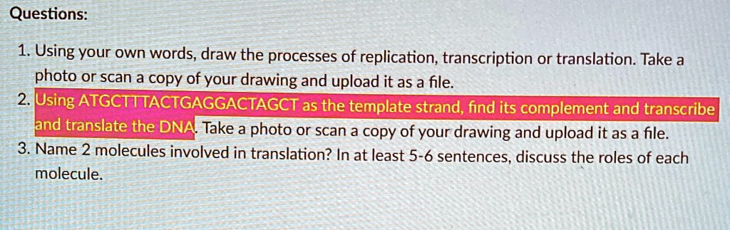 SOLVED: Questions: 1. Using your own words, draw the processes of ...