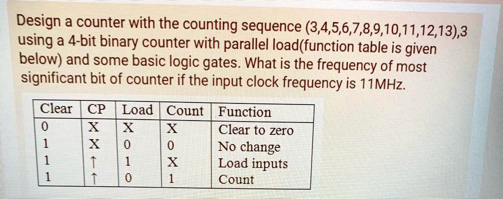 SOLVED: Design a counter with the counting sequence (3, 4, 5, 6, 7, 8, 9, 10, 11, 12, 13), 3 ...