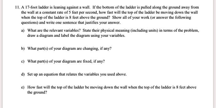 SOLVED:I,A [7-foot ladder is leaning against wall; If the bottom of the ...