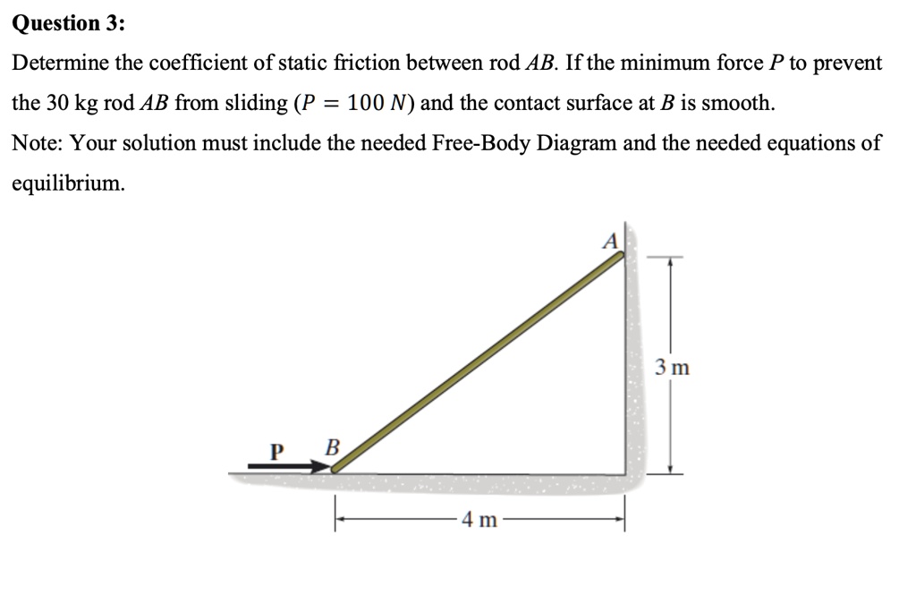 Question 3 Determine The Coefficient Of Static Friction Between Rod Ab