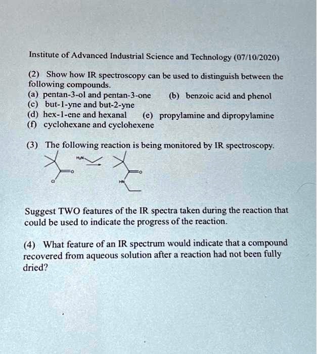 SOLVED: Show how IR spectroscopy can be used to distinguish between the following compounds: (a ...