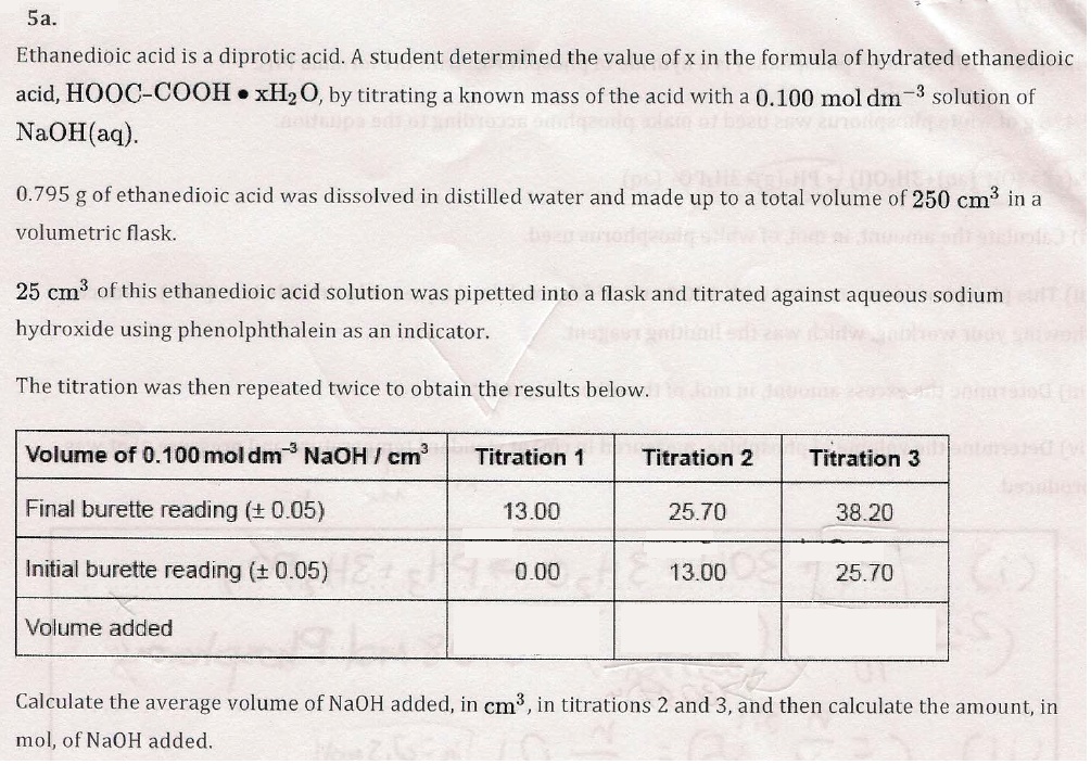 sa ethanedioic acid is a diprotic acid a student determined the value ...