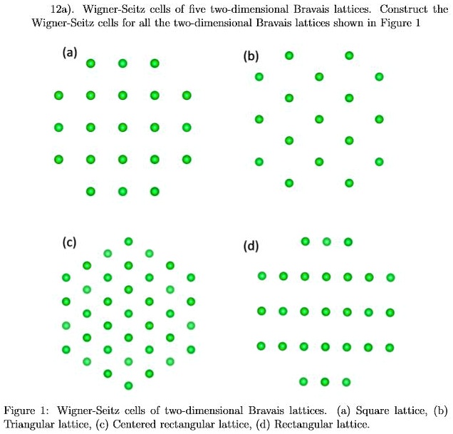 SOLVED: 12a). Wiguer-Seitz cells of five Lwo-dimnensional Bravais ...