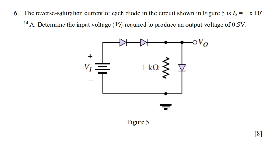 6. The reverse-saturation current of each diode in the circuit shown in Figure 5 is IS = 1 × 10 ...