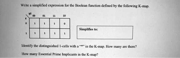 Solved Write A Simplified Expression For The Boolean Function Defined 8433