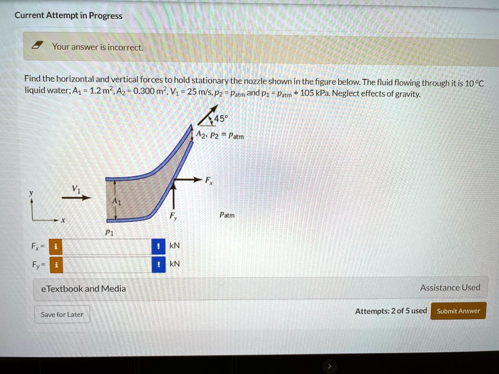 Current Attempt in Progress Your answer is incorrect. Find the horizontal and vertical forces to ...