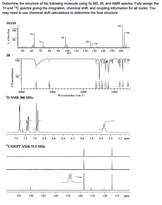determine the structure of the following molecule using its ms ir and ...
