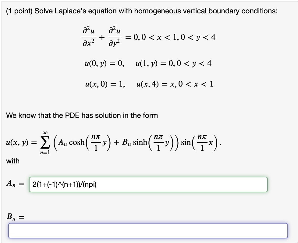 SOLVED: Solve Laplace's equation with homogeneous vertical boundary ...