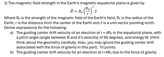 3) The magnetic field strength in the Earth's magnetic equatorial plans ...