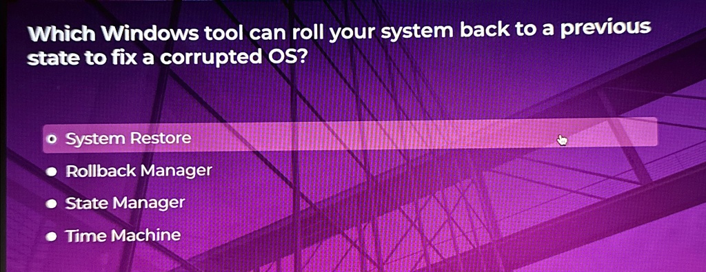 Which Windows tool can roll your system back to a previous state to fix ...