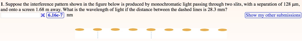 SOLVED: 1. Suppose the interference pattern shown in the figure below ...