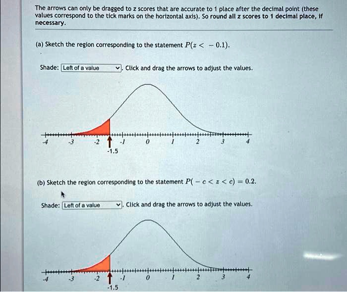 SOLVED: The arrows can only be dragged to z scores that are accurate to place after the decimal ...