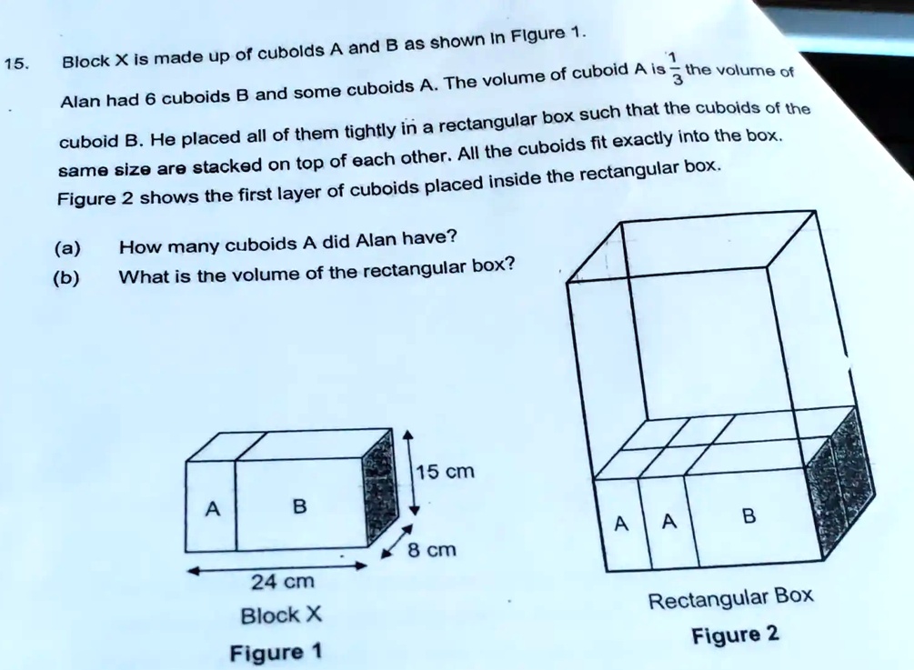 SOLVED: and B as shown in Figure 15. Block X is made up of cuboids A ...