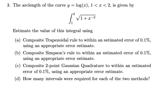 SOLVED: The arclength of the curve y log(x), 1