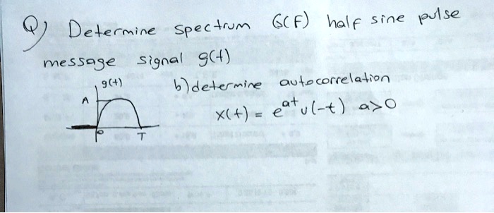SOLVED: Determine-Spectrum S(F) half sine pulse message signal g(+) 19 ...